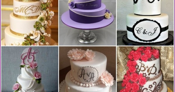 Wedding cake with initials - design ideas with photo